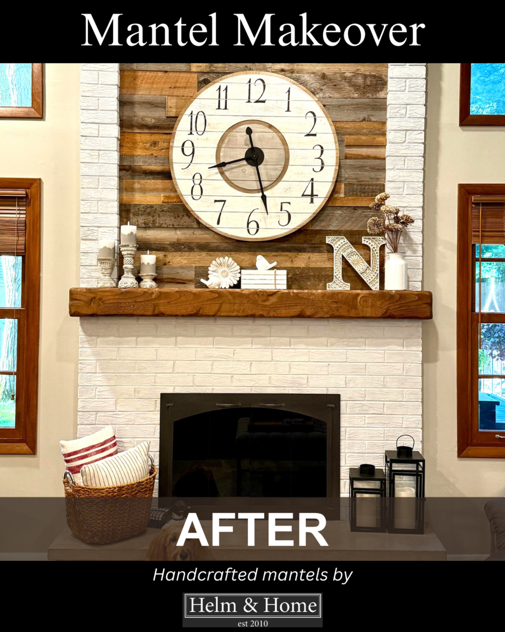 Rustic Fireplace Mantel Slip Cover – Custom made | Helm & Home
