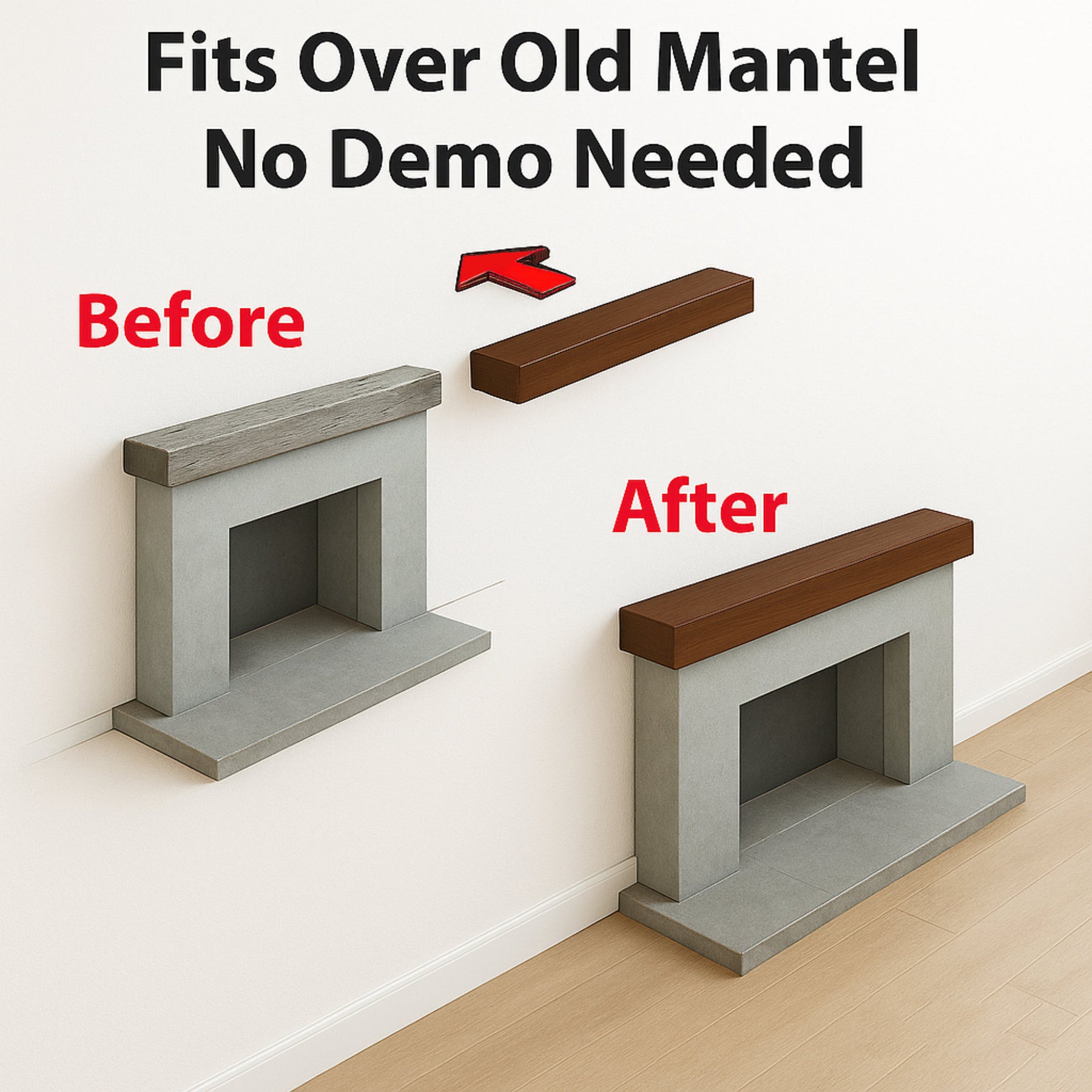 Rustic Fireplace Mantel Slip Cover – Custom made | Helm & Home